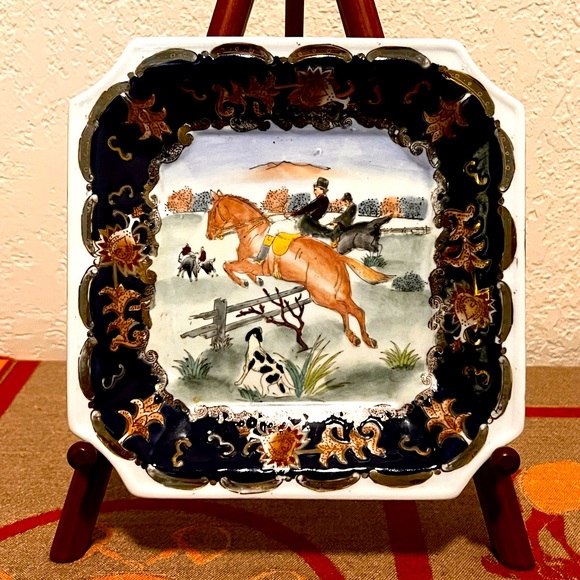 fox hunt | Art | Vintage Fox Hunt Derby Hand Painted Majolica Porcelain ...